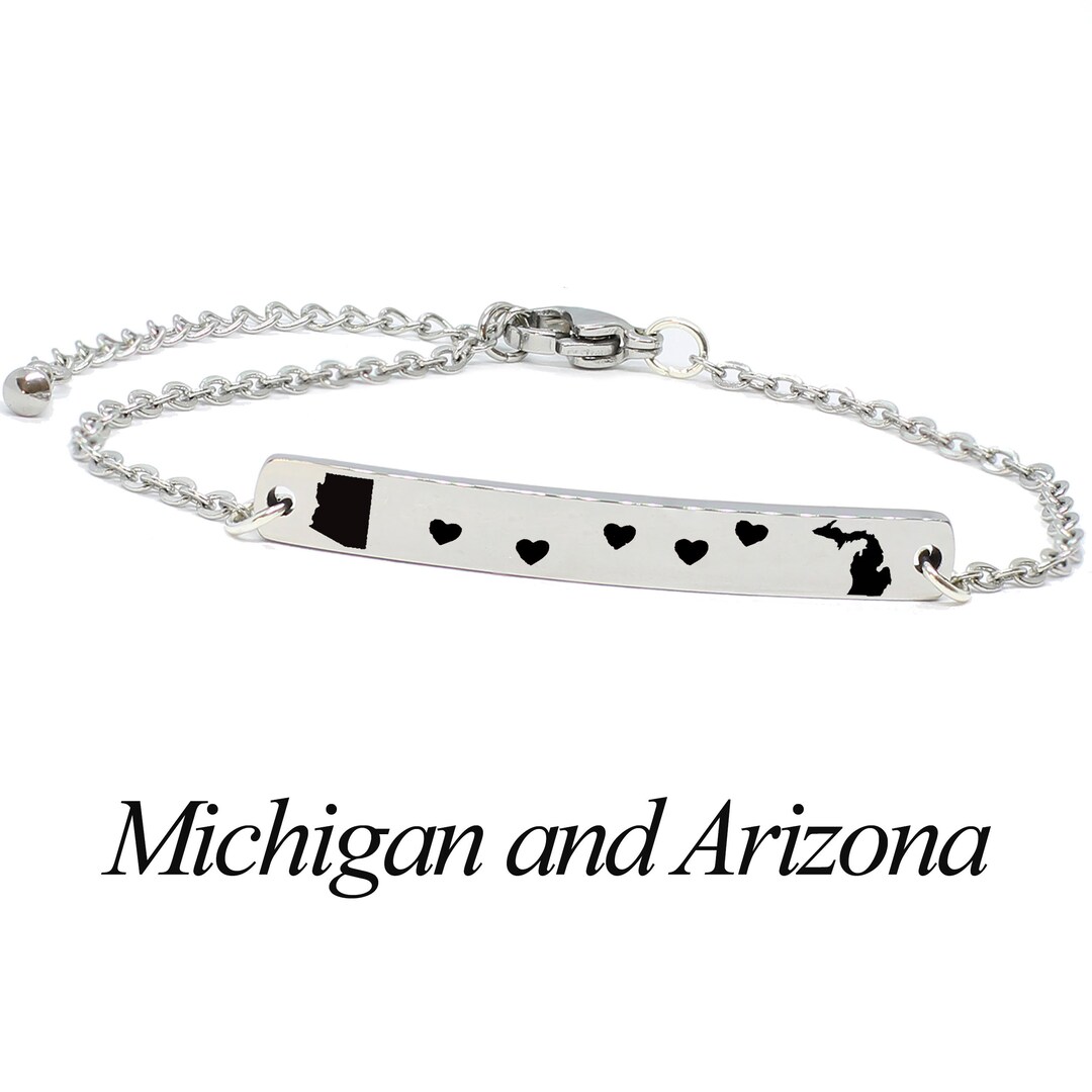 Personalized US States Bracelet, State Bracelet, Engraved State ...