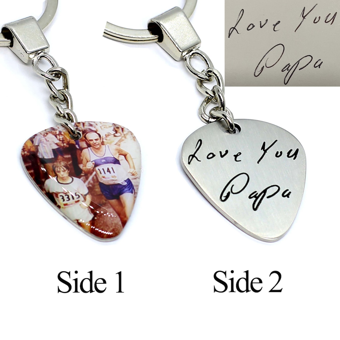 Personalized Finger Print Guitar Pick Keychain. Dad Gift. Mens ...