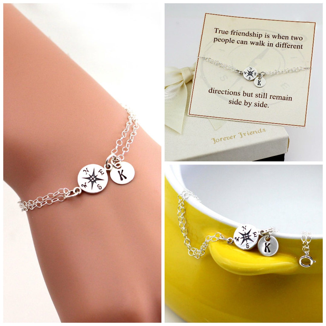 Compass Bracelet, Personalized Compass Bracelet, Sister Bracelet ...