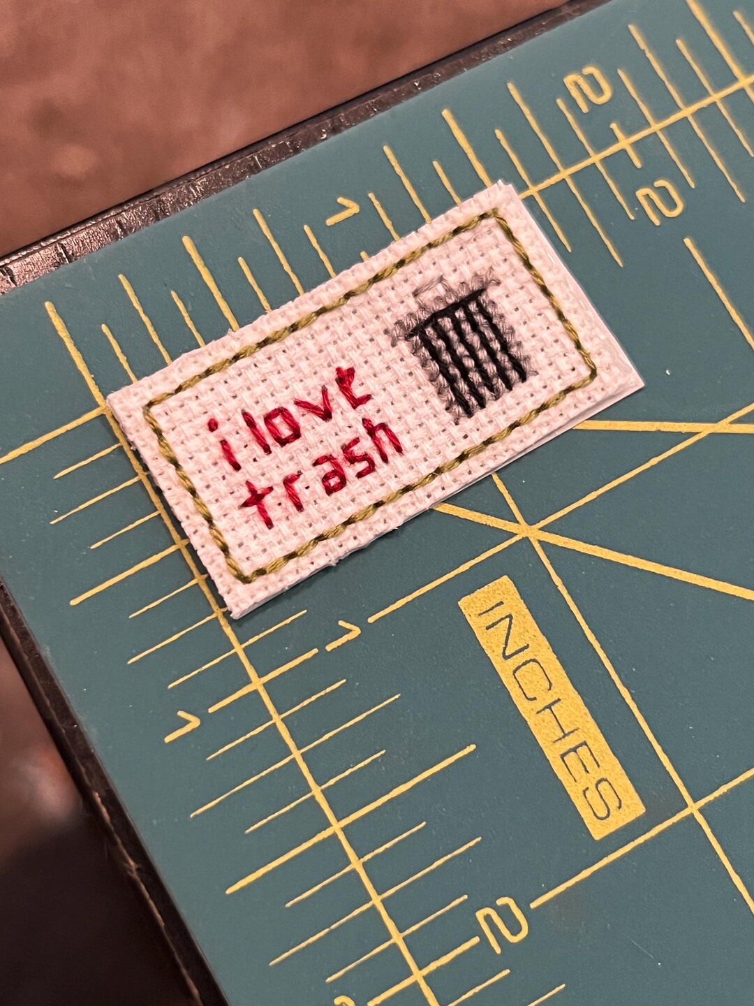 I Love Trash Garbage Can Cross Stitch Mini Iron on Patch - Etsy