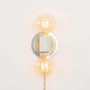 Wall Sconce With Double Porcelain Socket | Brushed Brass Cover ...