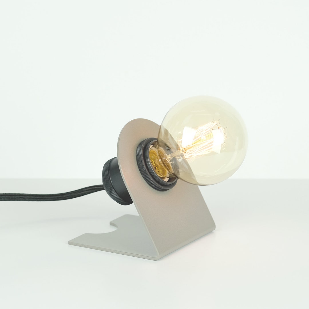 Desk Lamp W/ Solid Steel Body | Modern Task Light W/ Exposed Socket ...