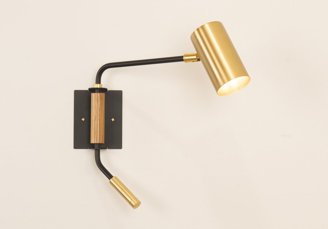 Modern Wall Sconce W/ Swinging Arm & Adjustable Brass Shade ...