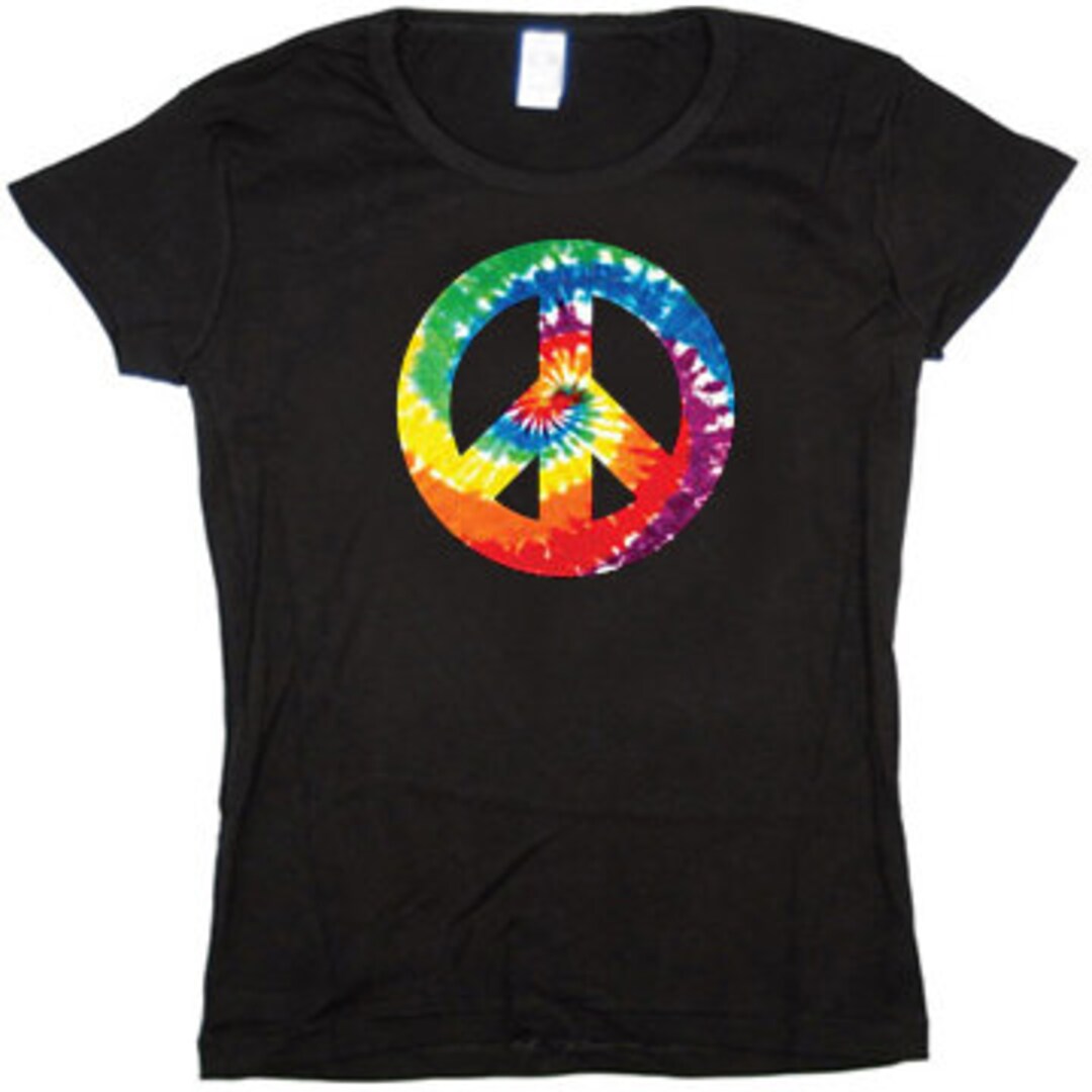 Ladies T-shirt / Tie Dye Peace Sign Design - Etsy