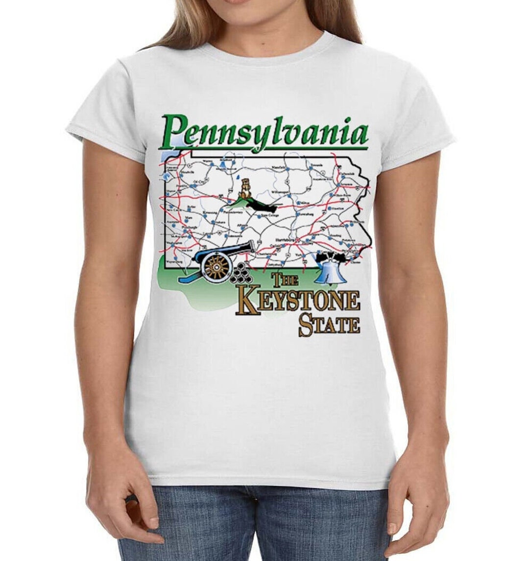 Ladies T-shirt Pennsylvania State Map Womens Tee Shirt - Etsy