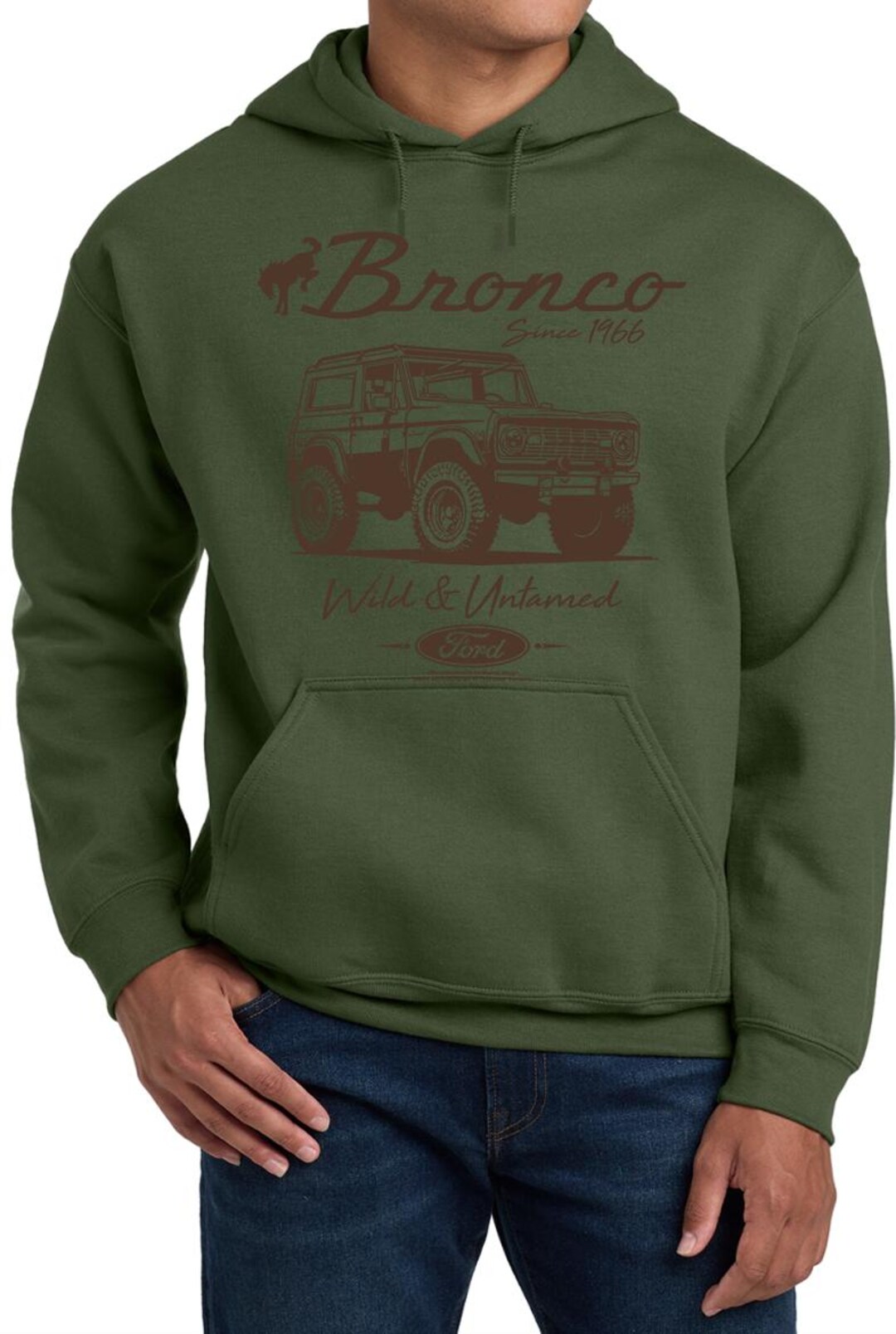 Ford Bronco Wild and Untamed Graphic Design Car Vehicle Green Jumper ...