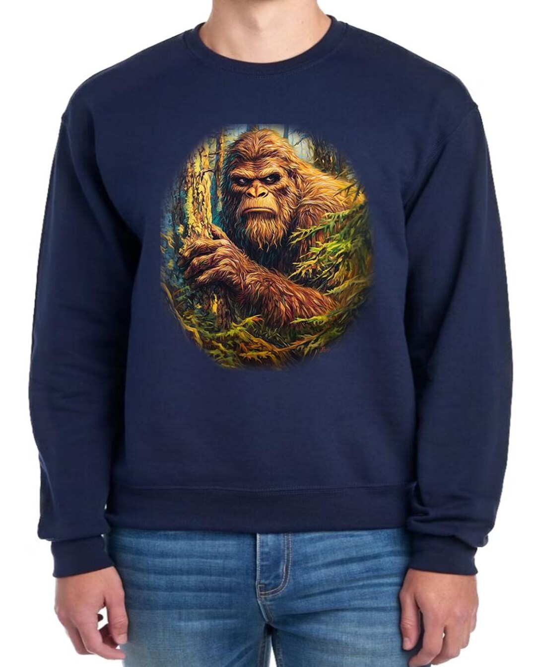 Sasquatch Bigfoot in Forest Believe Fan Joking Graphic Design ...
