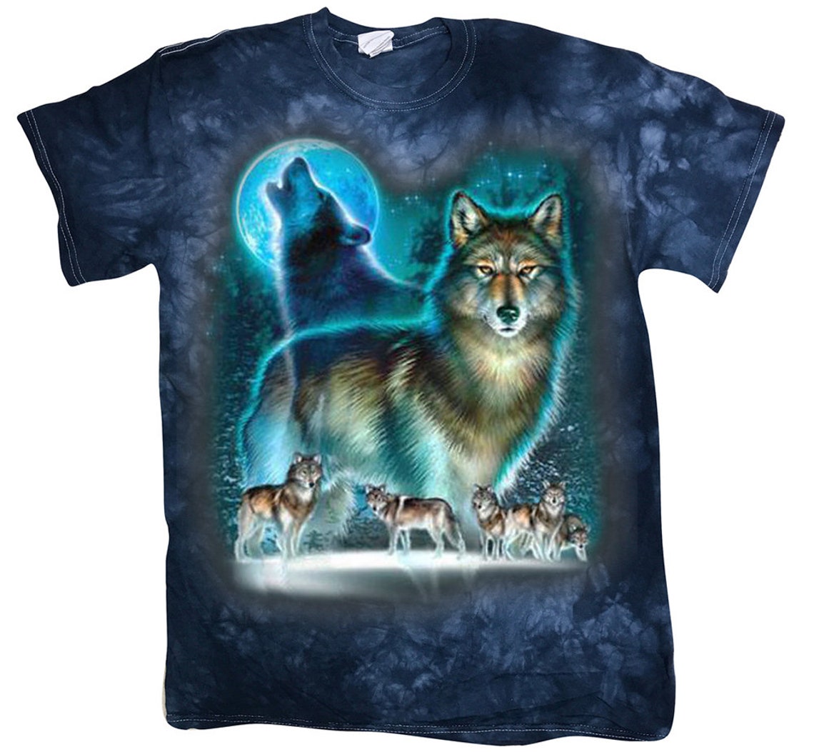 Night Wolves Wolf Pack Moon Graphic Tee Tie Dye T-shirt for Men - Etsy