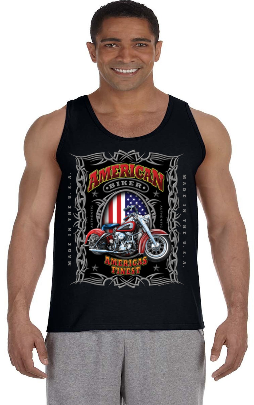 American Flag Biker Tank Top Sleeveless Muscle Tee Shirt - Etsy