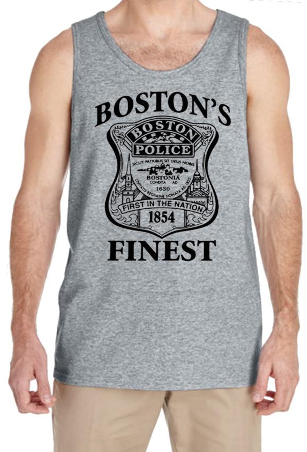 Boston Police Finest Tank Top, Police Support Tank Top , Gym Cut off ...