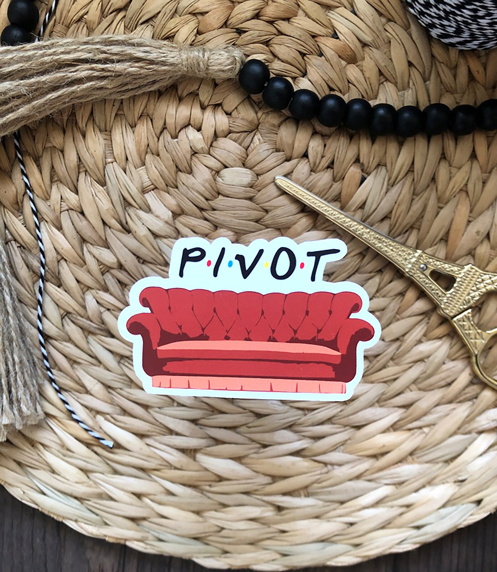 Pivot Couch Friends TV Show- Weatherproof Vinyl Sticker - Funny TV ...