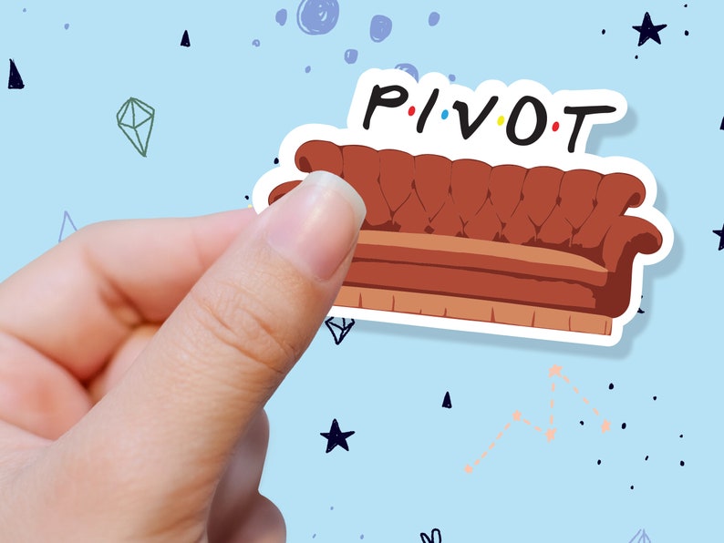 Pivot Couch Friends TV Show- Weatherproof Vinyl Sticker - Funny TV ...