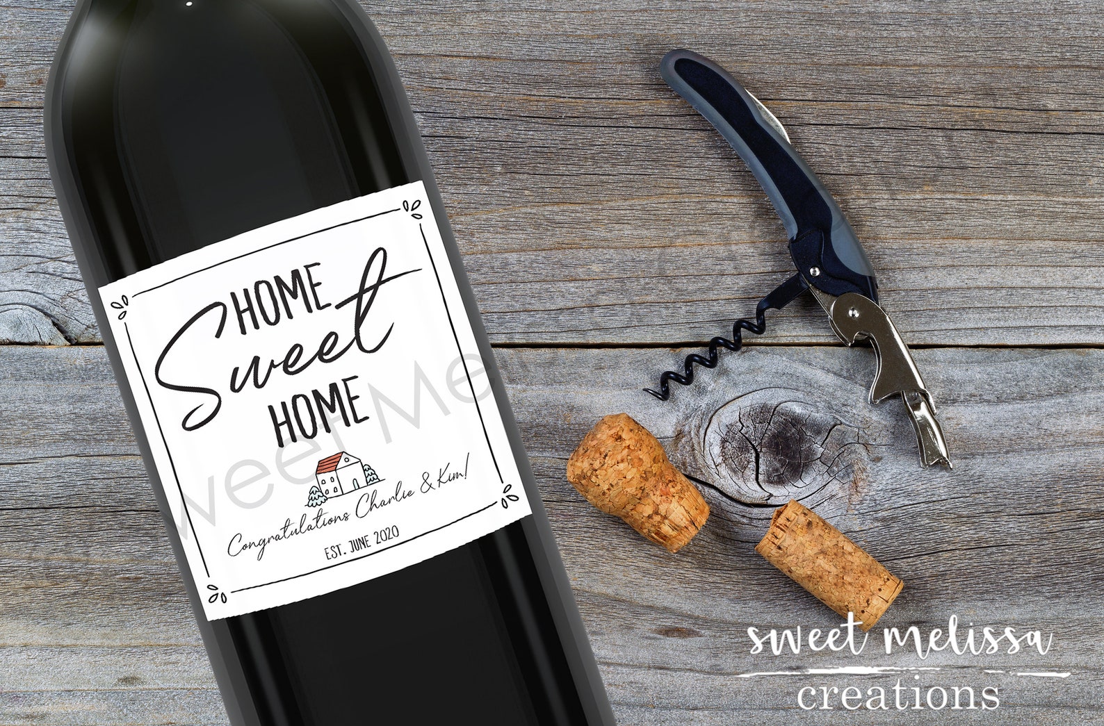 New Home Wine Label Home Sweet Home Customized Housewarming - Etsy