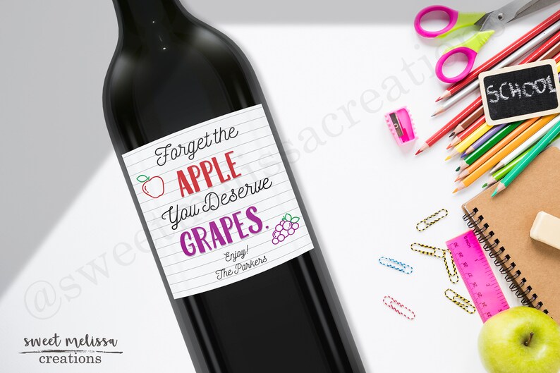 Teacher Wine Label Teacher Appreciation Week Gift Teacher - Etsy