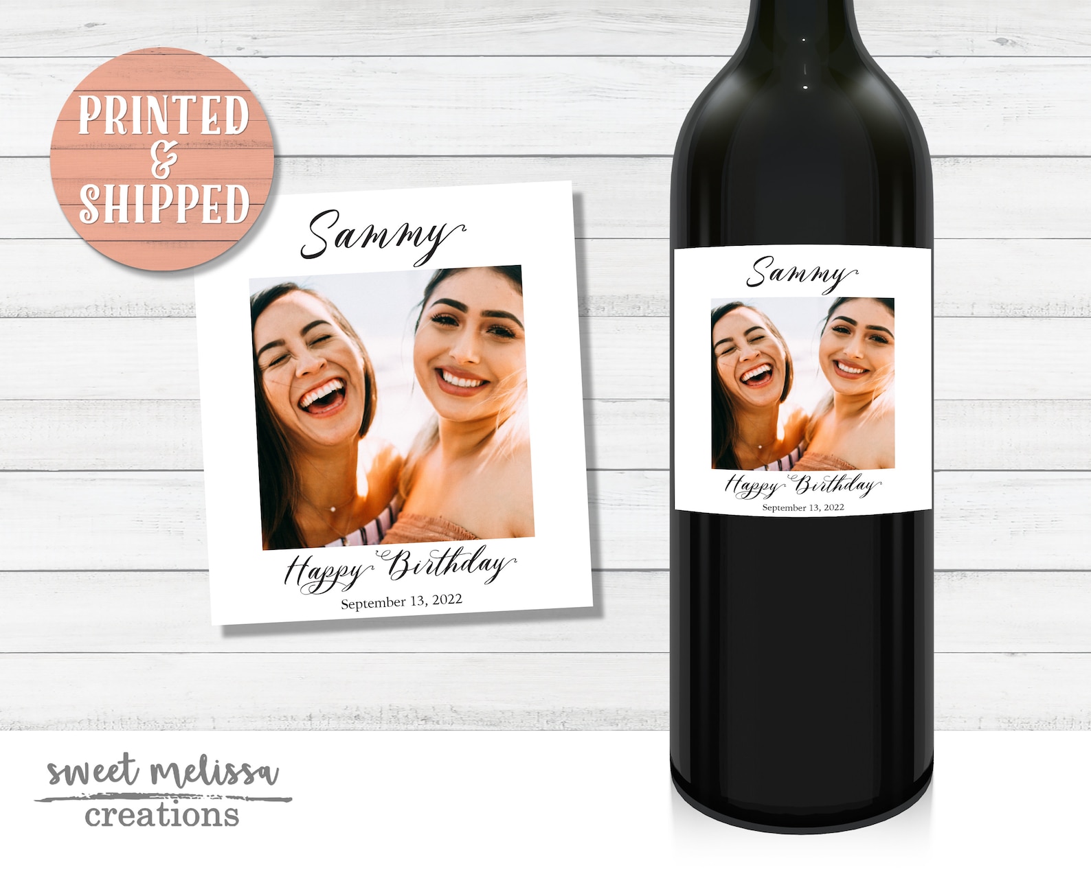 Birthday Custom Photo Wine Label Birthday Gift Wine Label - Etsy