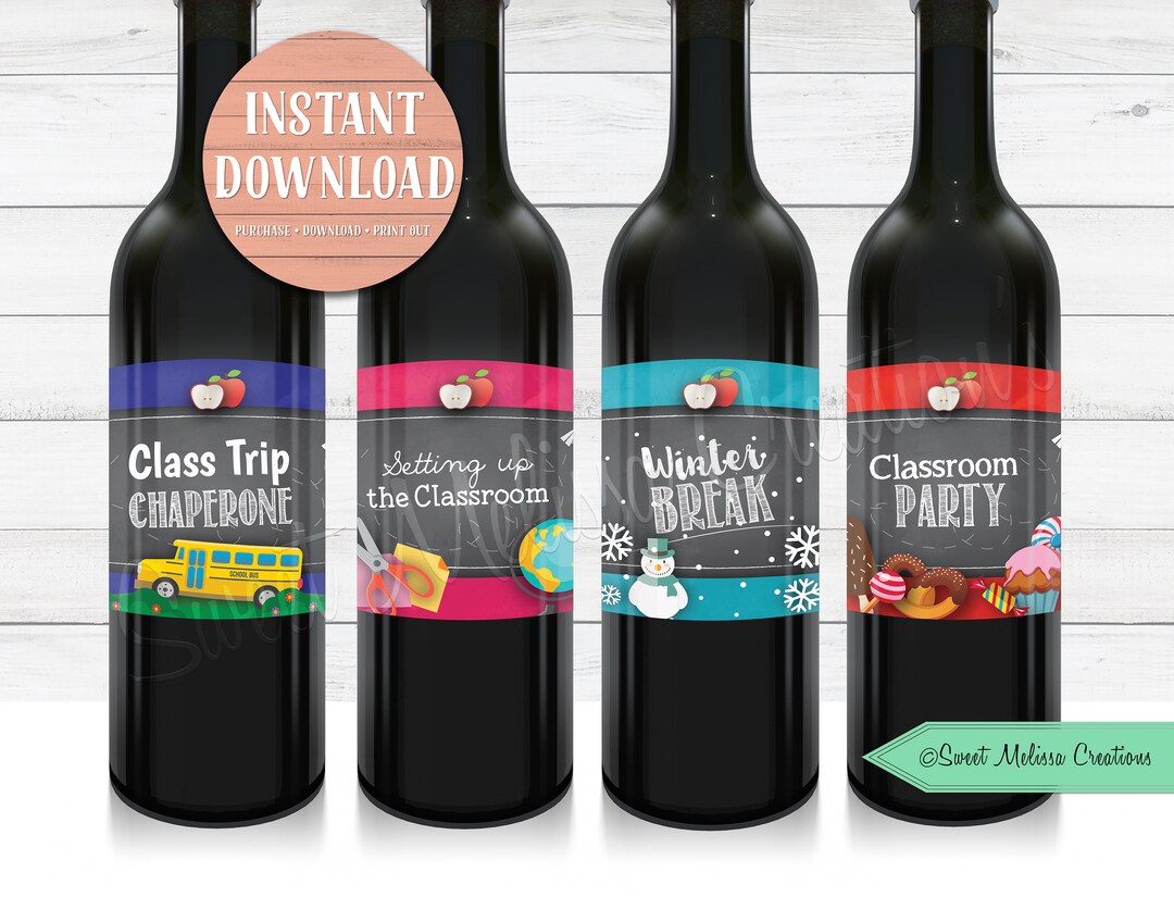 Teacher Appreciation Wine Labels: Funny Gift Set (digital Download) - Etsy