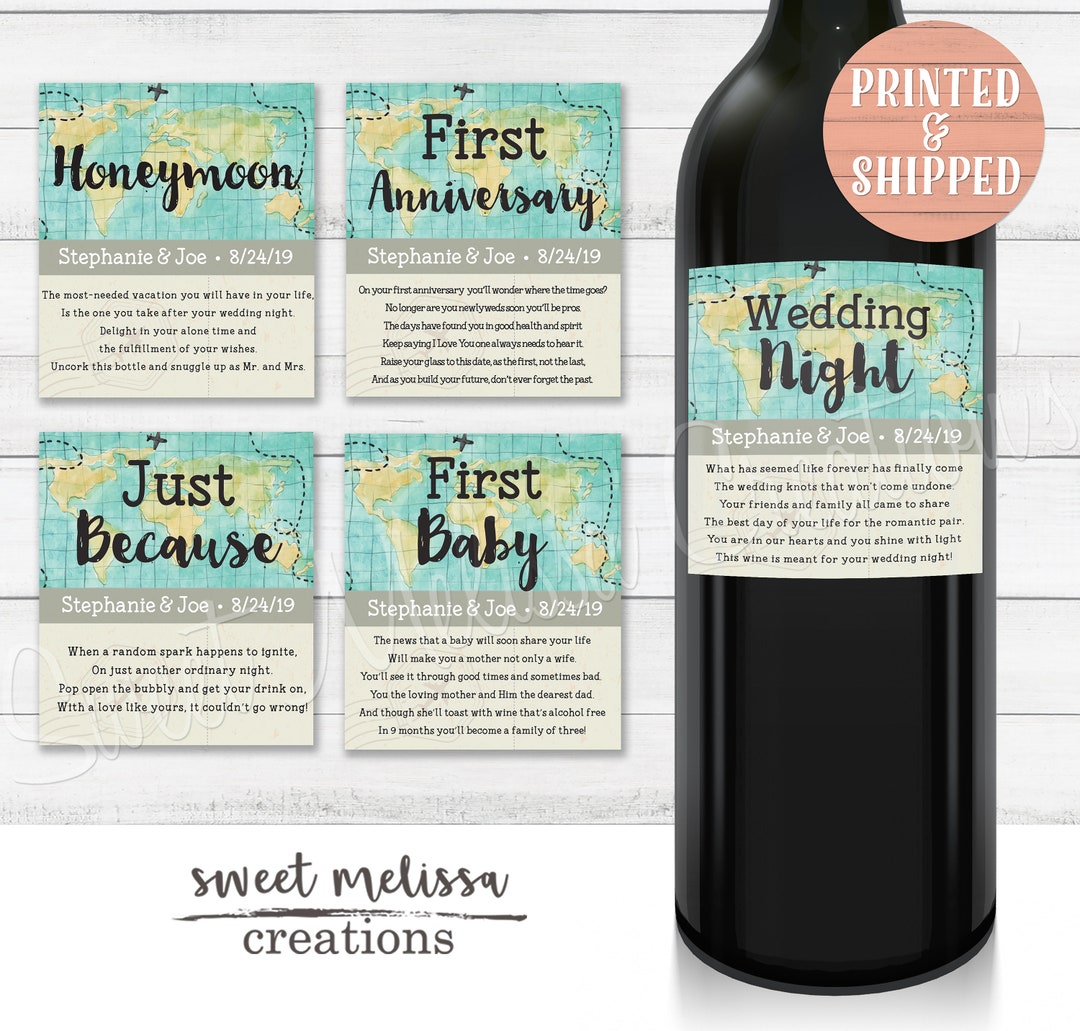 1st Milestone Travel Theme Labels Wedding-printed-destination Wedding ...