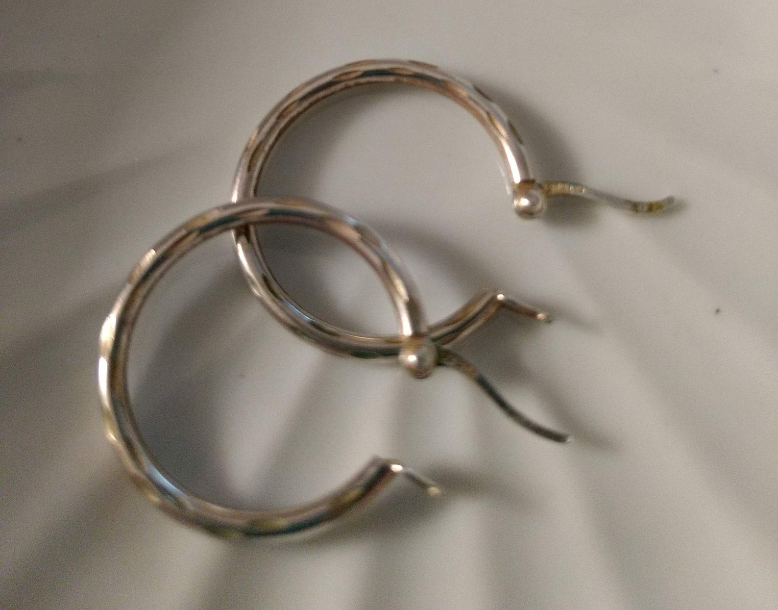 Special Sterling Silver Hoop Earrings Marked 925 IBB. 1 Round With ...