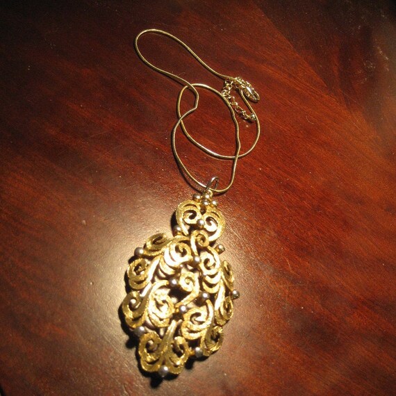 Signed Lisner Designer Art Deco Pendant Necklace. Uni… - Gem