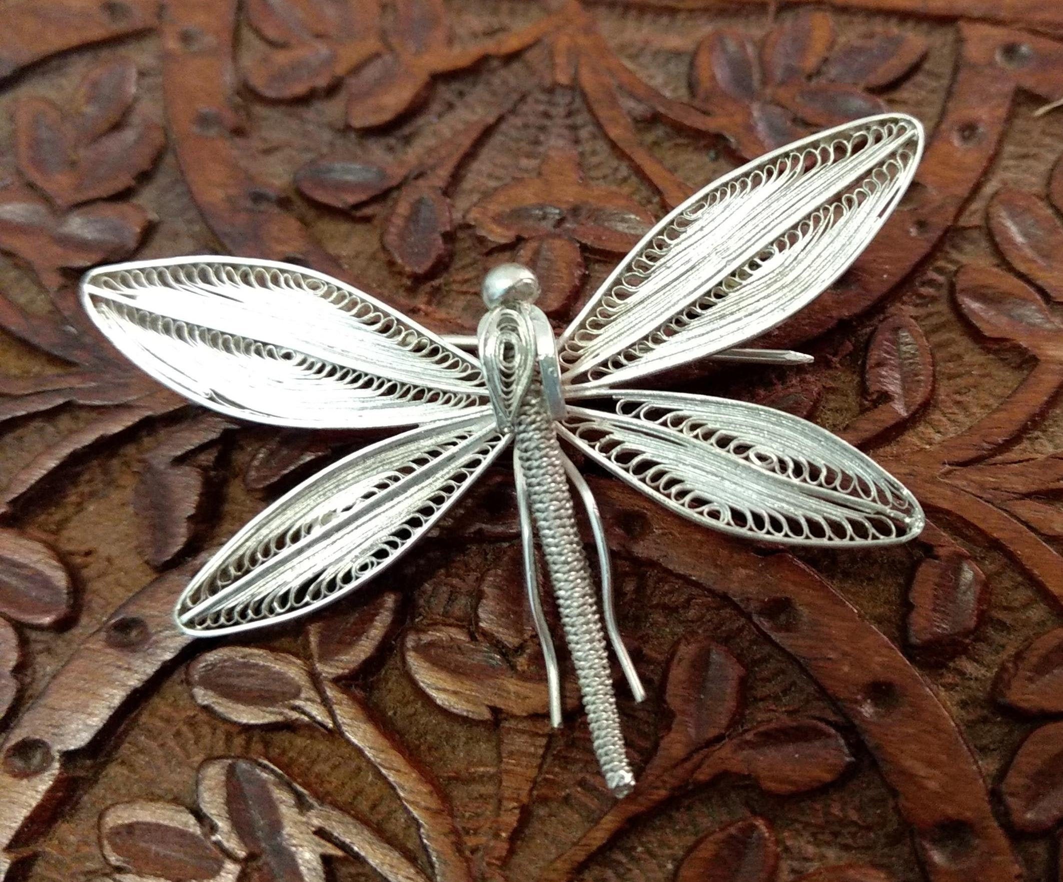 Filigree Marked 925 Silver Dragonfly Brooch Pin. Stunning - Etsy UK