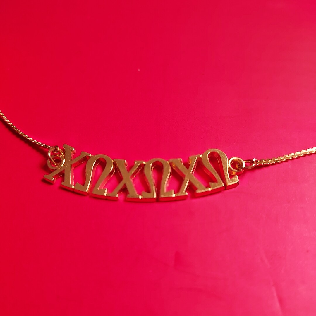 Sorority Chi Omega Floating Greek Letter Necklace Lavalier Marked 925 ...