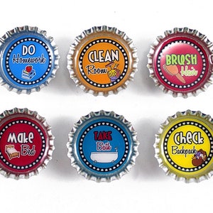 Chore Magnets, Bottle Cap Chores, Bottle Cap Magnets, to Do Magnets ...