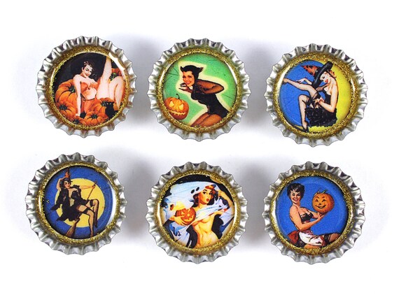 Sexy Halloween Pinup Girls Halloween Decor Retro Magnets | Etsy