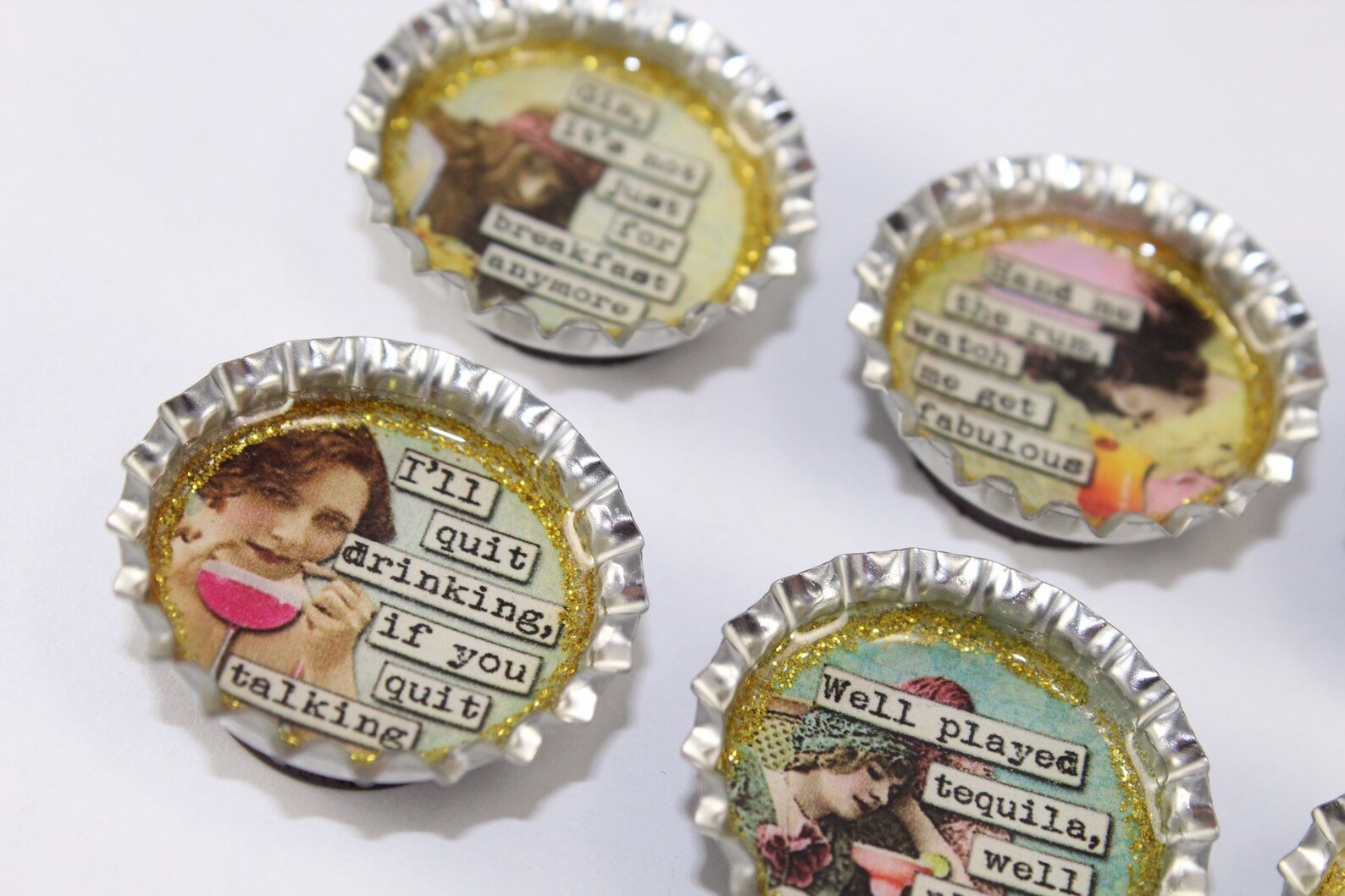 Drinking Ladies Magnets, Bottle Cap Magnets, Happy Hour, Funny Magnets ...