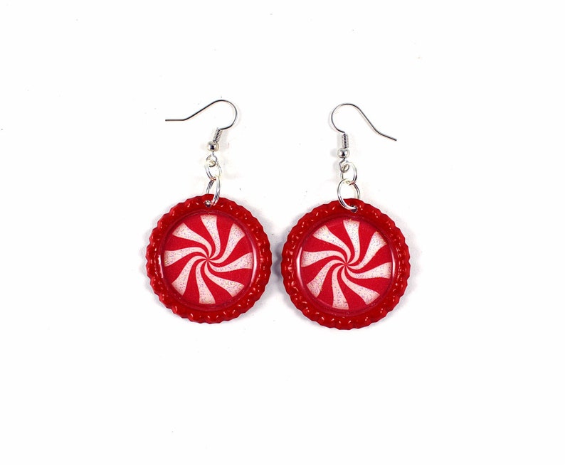 Peppermint Candy Earrings Holiday Earrings Christmas | Etsy
