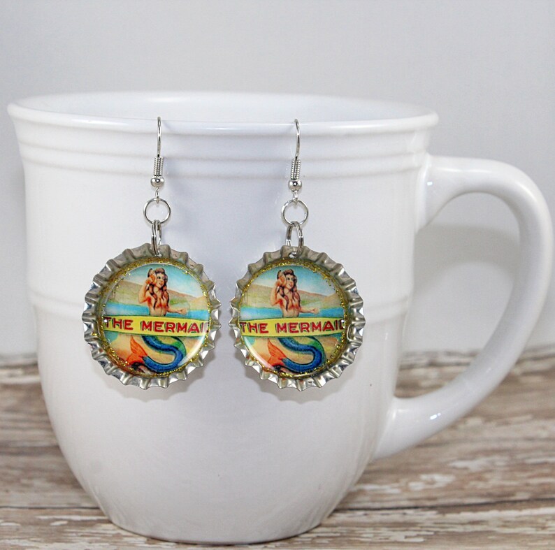 Vintage Circus Earrings, Circus Poster, Bottle Cap Jewelry, Sideshow ...