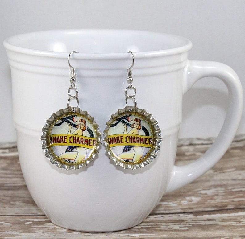 Vintage Circus Earrings, Circus Poster, Bottle Cap Jewelry, Sideshow ...