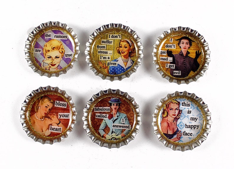 Retro Women Magnets Funny Quotes Bottle Cap Magnets 1950's - Etsy UK
