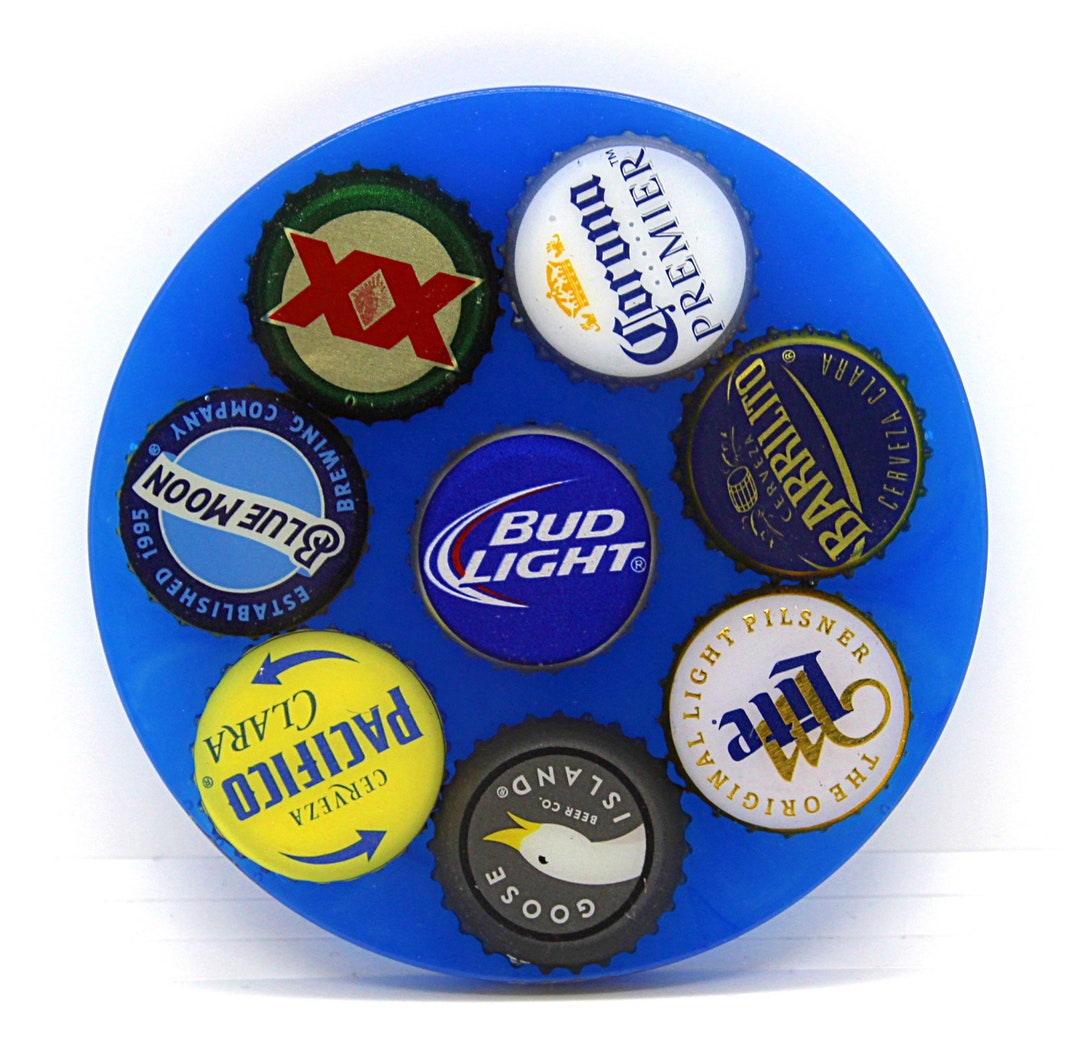 Blue Bottle Cap Coaster, Bar Decor, Beer Lover, Gift for Him, Gift for ...