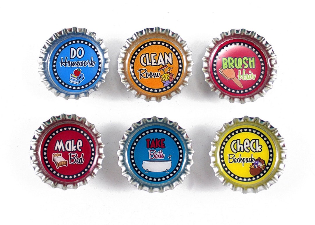 Chore Magnets, Bottle Cap Chores, Bottle Cap Magnets, to Do Magnets ...