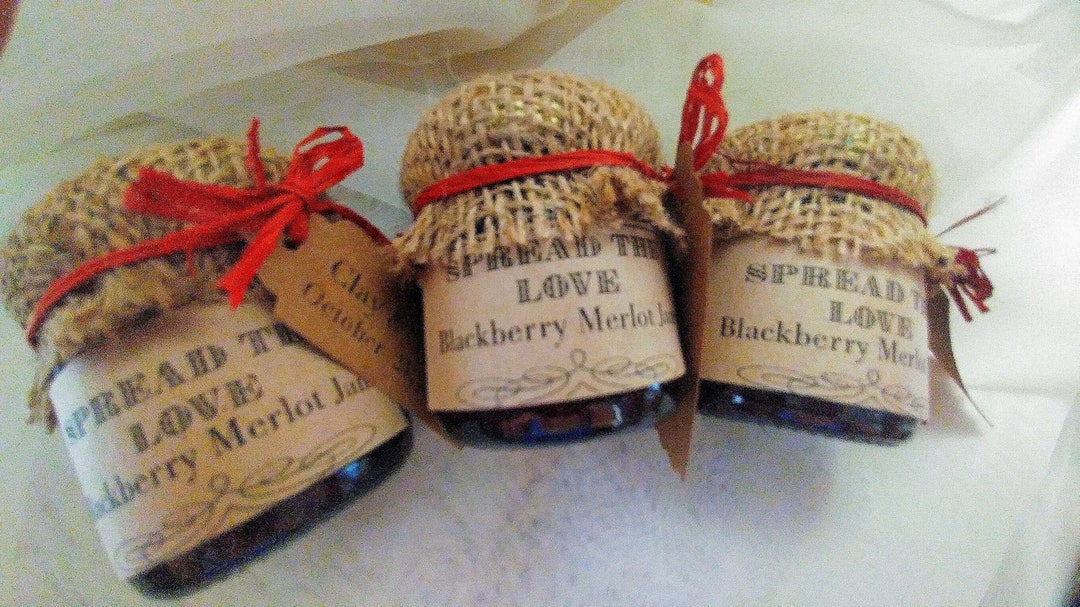 Rustic Jam Favors/spread the Love/ Burlap Toppers and Custom Tag Favors ...