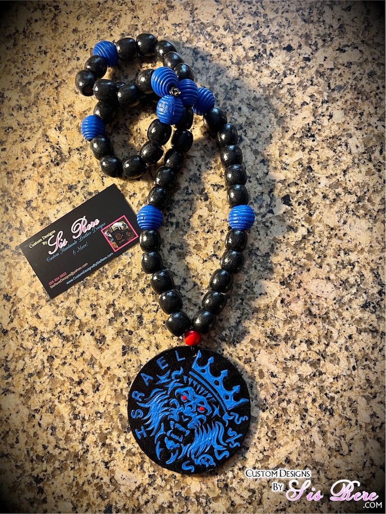 Israel W Crowned Lion Medallion W Beaded Necklace - Etsy