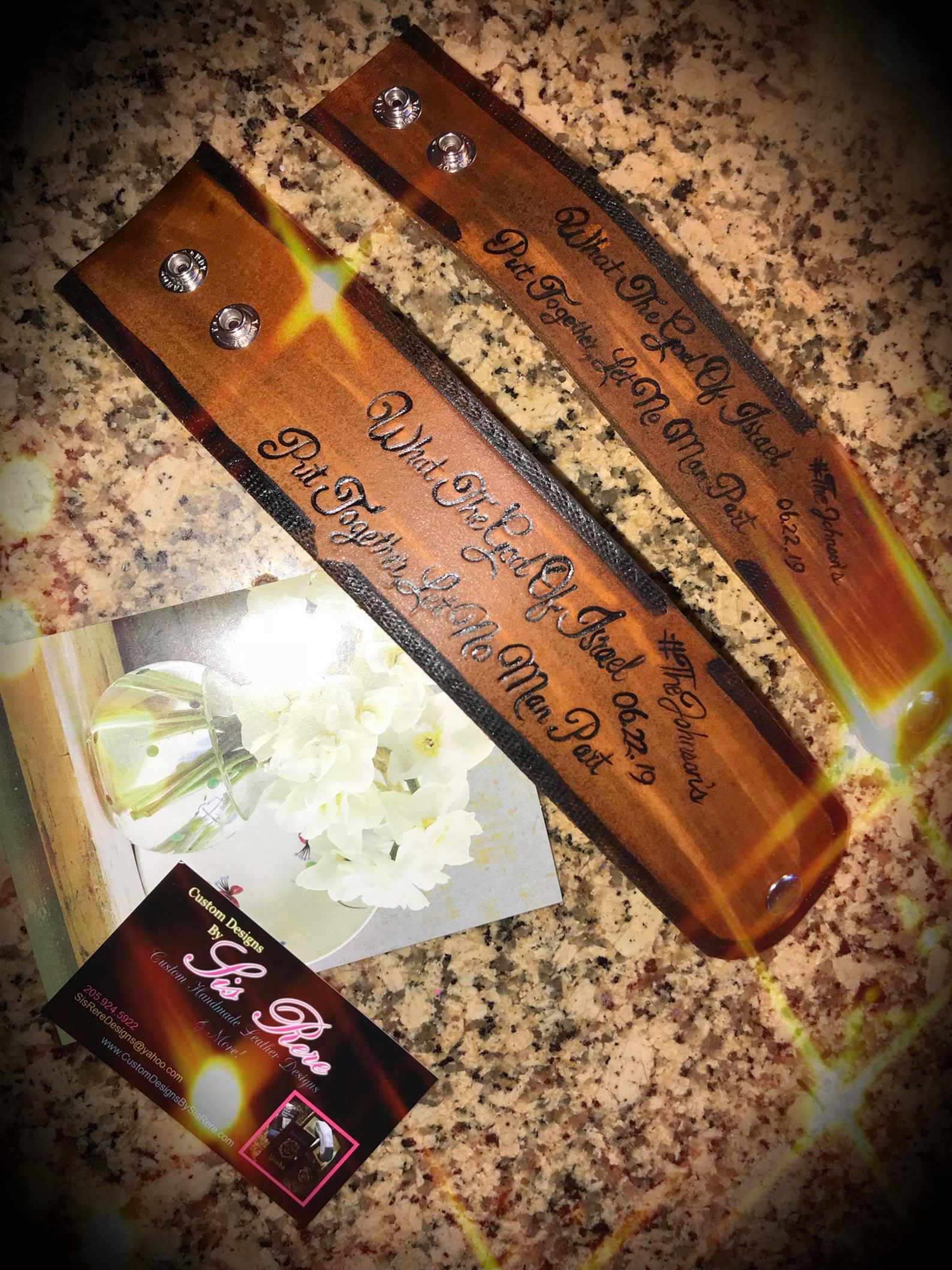 His & Hers Matching Leather Wrist Cuffs - Mark 10:9 - Etsy