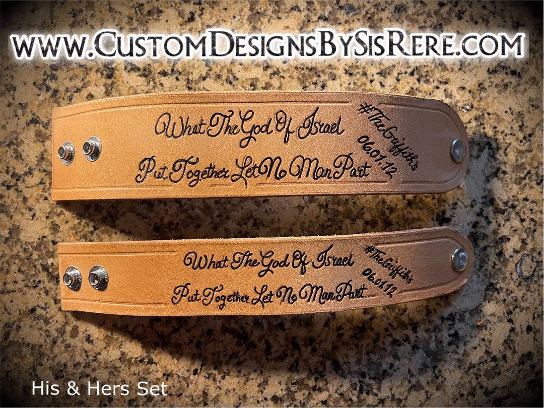 His & Hers Matching Leather Wrist Cuffs - Mark 10:9 - Etsy