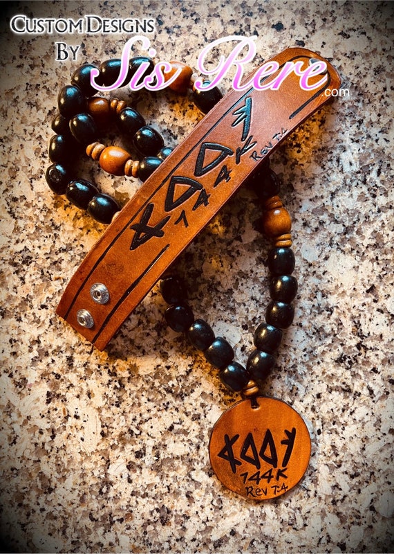 144000 Rev 7:4 Leather Beaded Medallion & 1.5 Wrist | Etsy