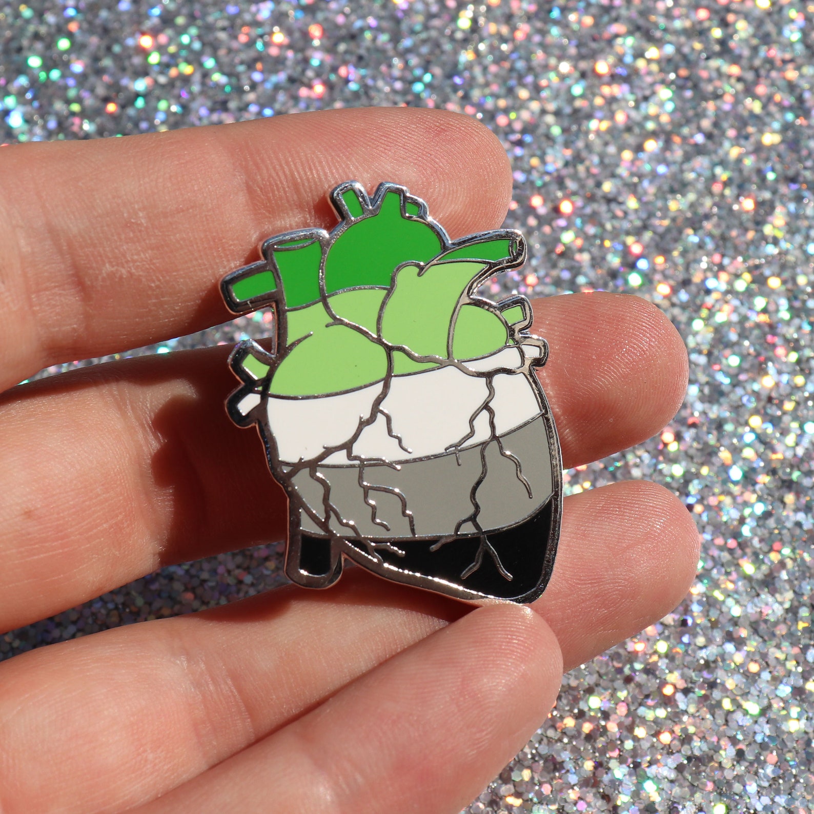 Aromantic Pride Pin Aro Pride Pin Anatomical Heart Pin | Etsy