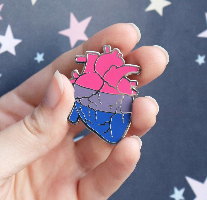 Bisexual Pride Pin Bi Pride Pin Anatomical Heart Pin Etsy