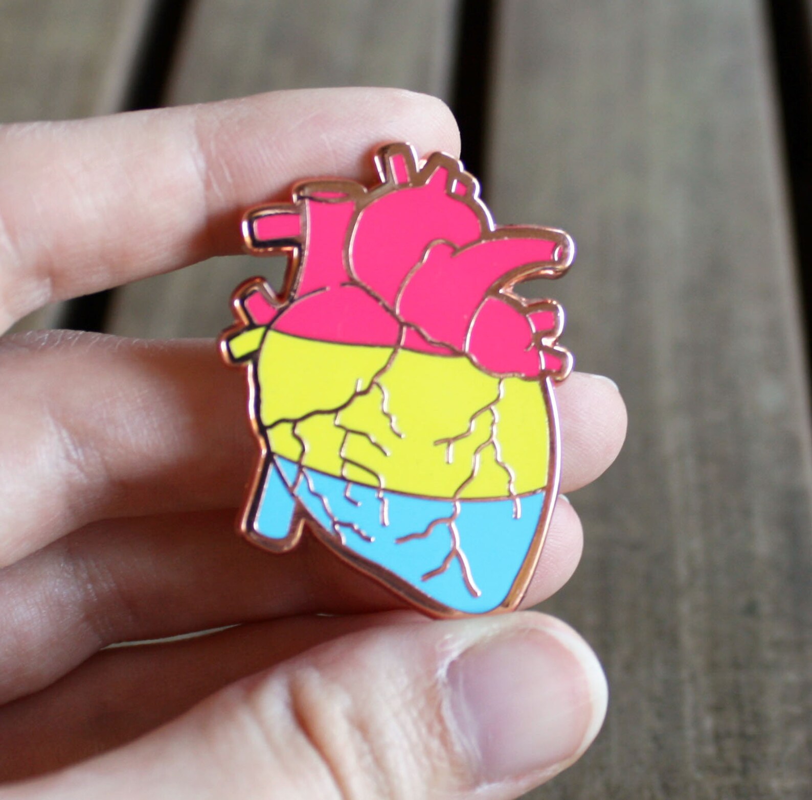 Pansexual Pride Pin Pan Pride Pin Anatomical Heart Pin Etsy