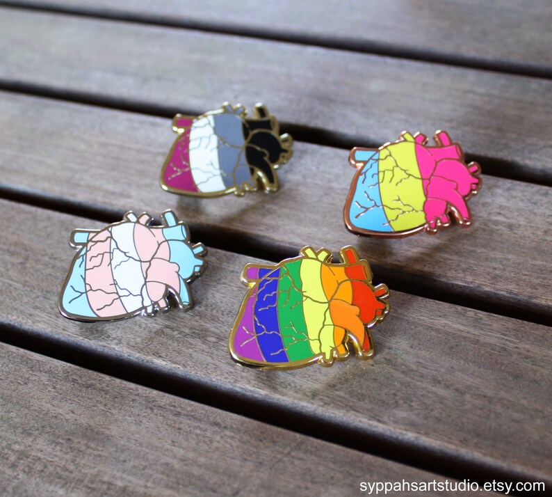 Bisexual Pride Pin Bi Pride Pin Anatomical Heart Pin Etsy