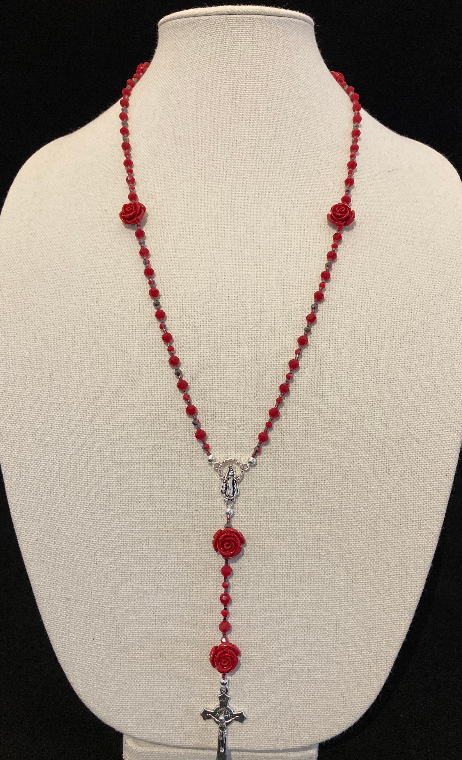 Hand Crafted Red Rose Rosary - Etsy