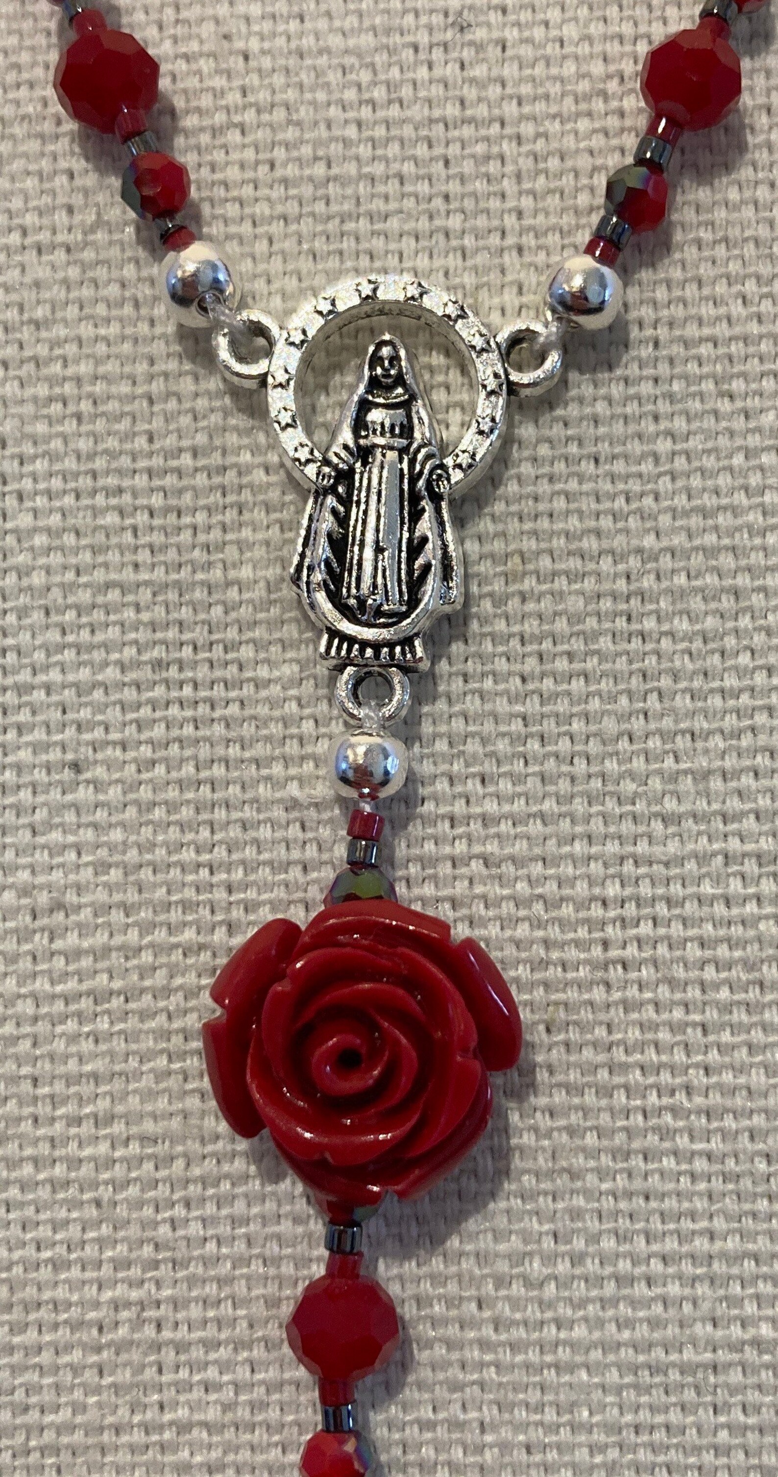 Hand Crafted Red Rose Rosary - Etsy