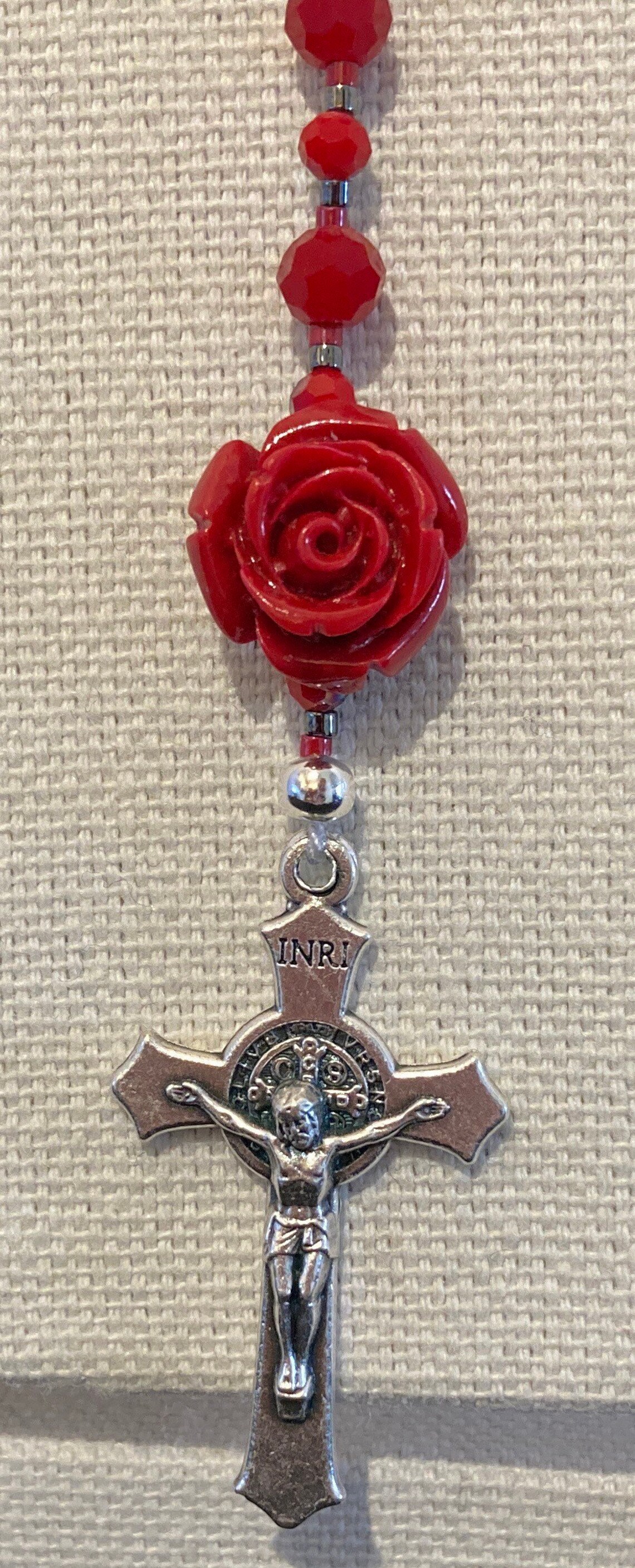 Hand Crafted Red Rose Rosary - Etsy