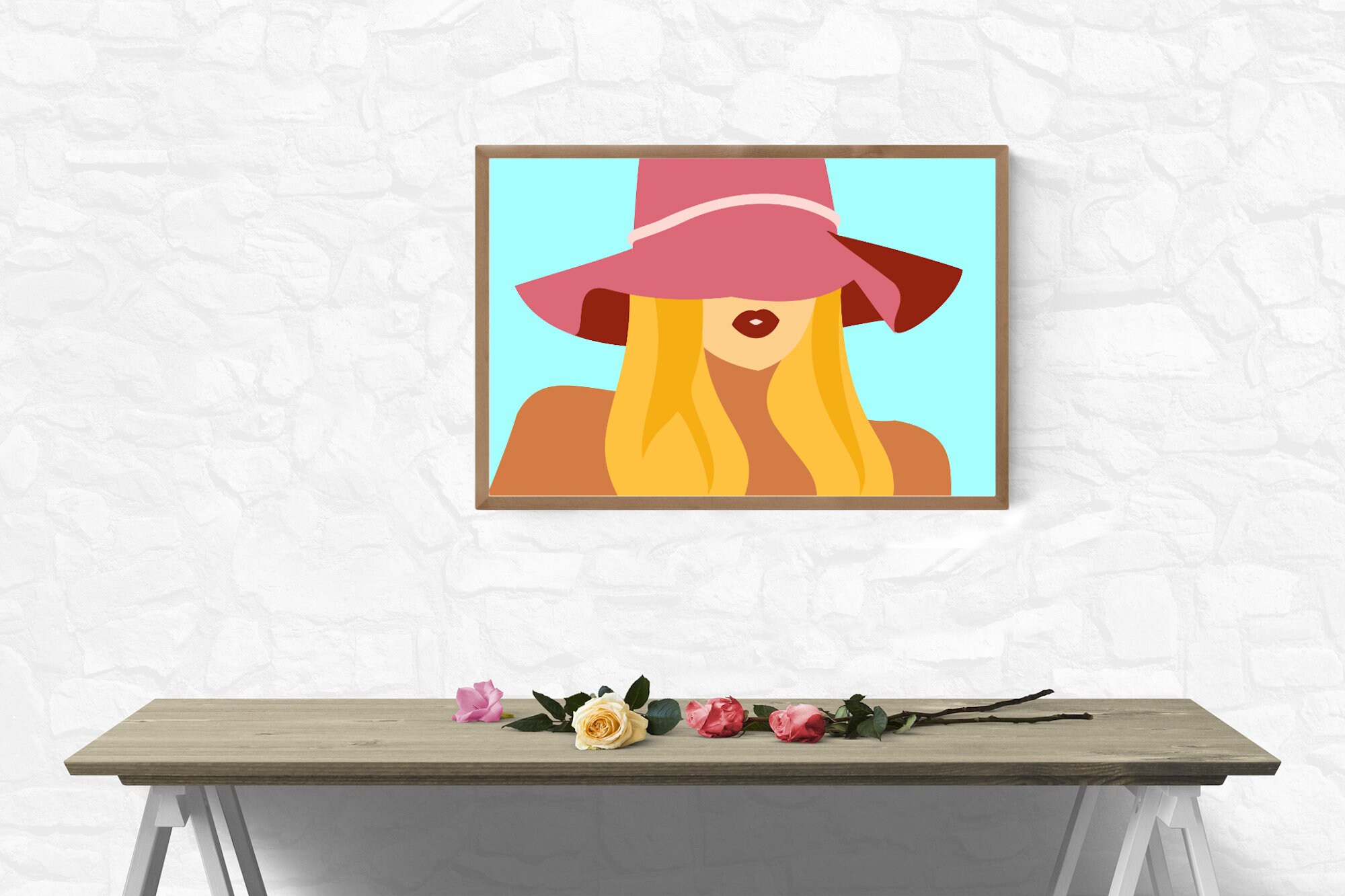 Printable Art Original Wall Art Figure Sun Hat Digital - Etsy