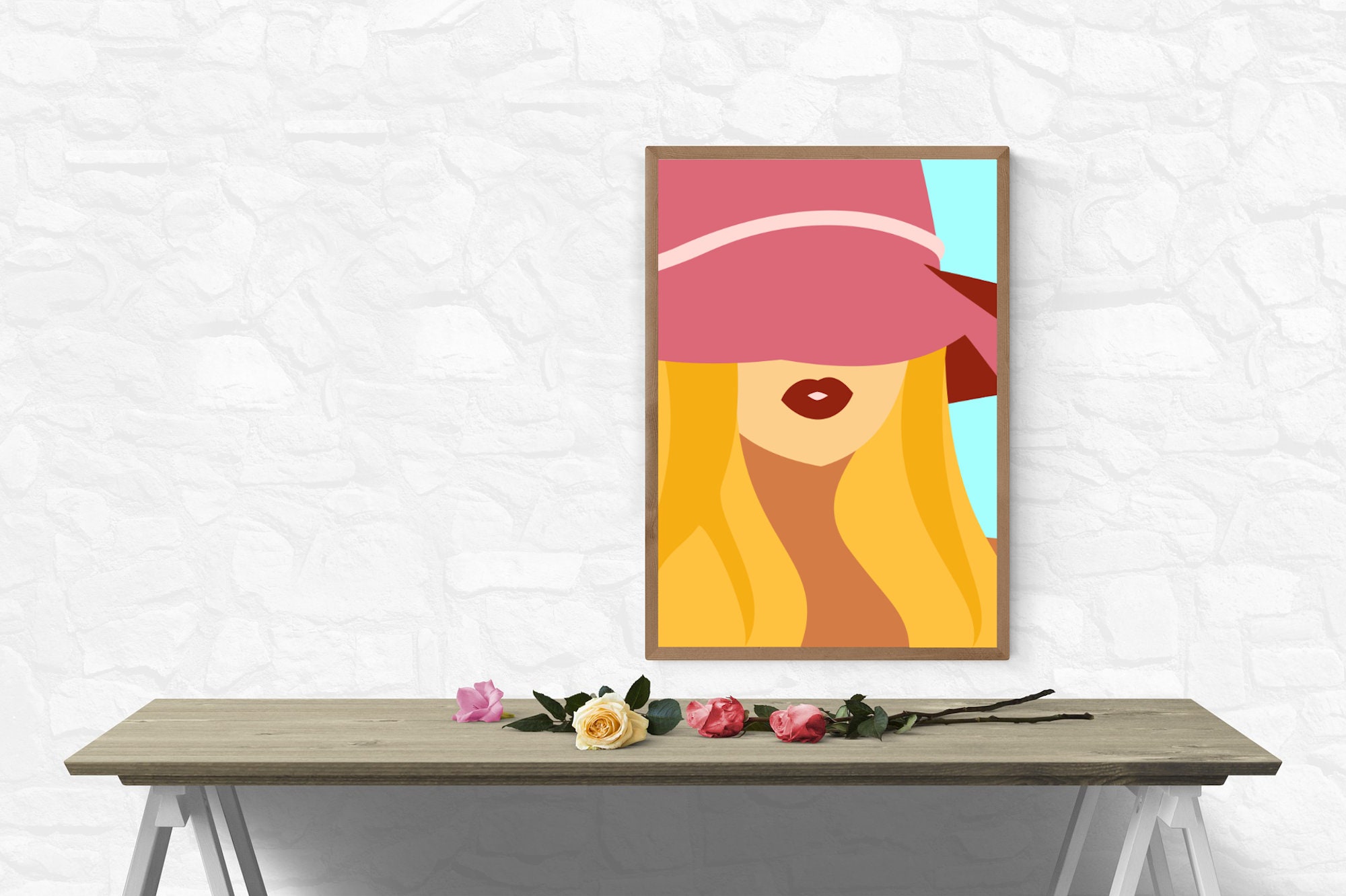 Printable Art Original Wall Art Figure Sun Hat Digital - Etsy
