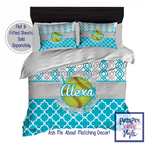 Softball Bedding Comforter or Duvet With Pillows Custom | Etsy