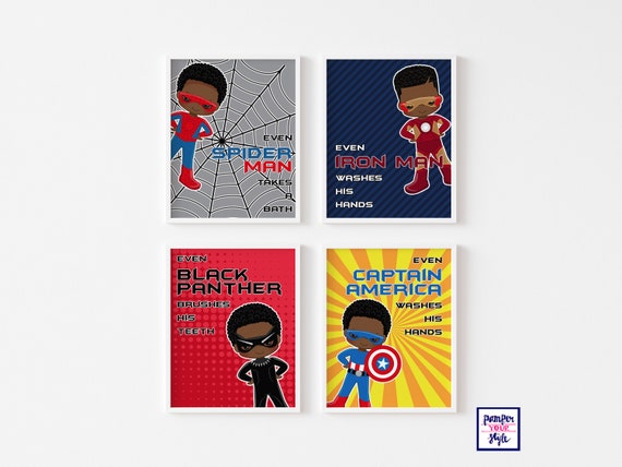 INSTANT DOWNLOAD African American Superhero Boy Bathroom - Etsy